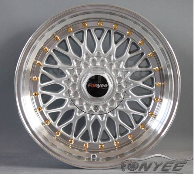 Новые диски BBS RS R15 4х100/114,3 ET-20 J9 серебро + золотистые болти, 15", 1 шт, 4x100, 4x114 ...