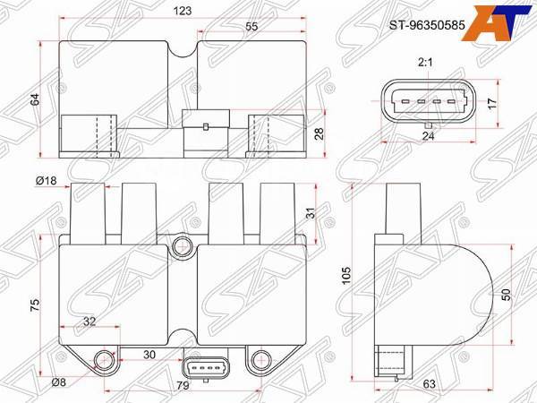 Купить Катушка зажигания Chevrolet, Daewoo SAT ST-96350585 в Иркутске ...
