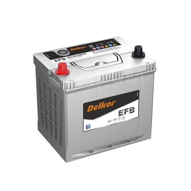 Аккумулятор Delkor EFB N55L N55R 55Ач 500A Start Stop 2года гарантия, прямая (правое), 55 А.ч ...