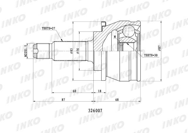 Купить ШРУС внешний INKO 326007 в Иркутске по цене: 2 200₽ — частное ...