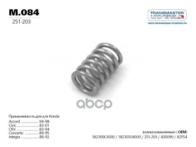 Купить Пружина Винтовая Коническая Transmaster Universal арт. M084 во Владивостоке по цене: 215 ...