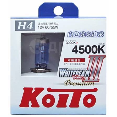 Купить Лампа галогенная Koito White Beam Premium H4 (P43t, T16), 12В, 60/55Вт (соответствует 135 ...