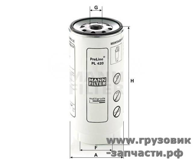 Купить Фильтр топливный сепаратора Pre-Line 420 MAN, DAF, Камаз ...