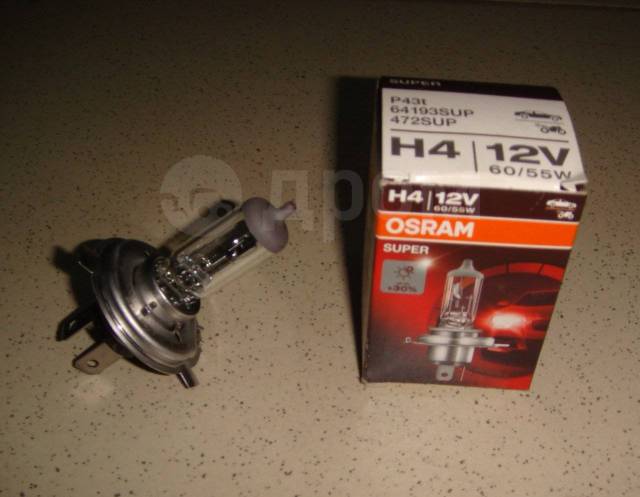Купить Лампа H4 12V 60/55W P43t Super +30% больше света 1 шт. Osram ...