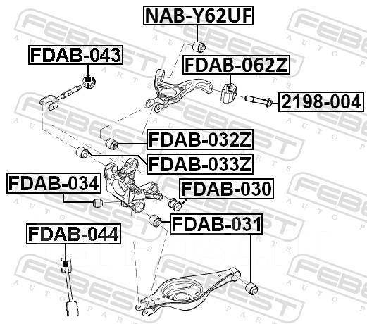 Купить Сайлентблок задней цапфы febest fdab034 для а/м ford, hyundai ...